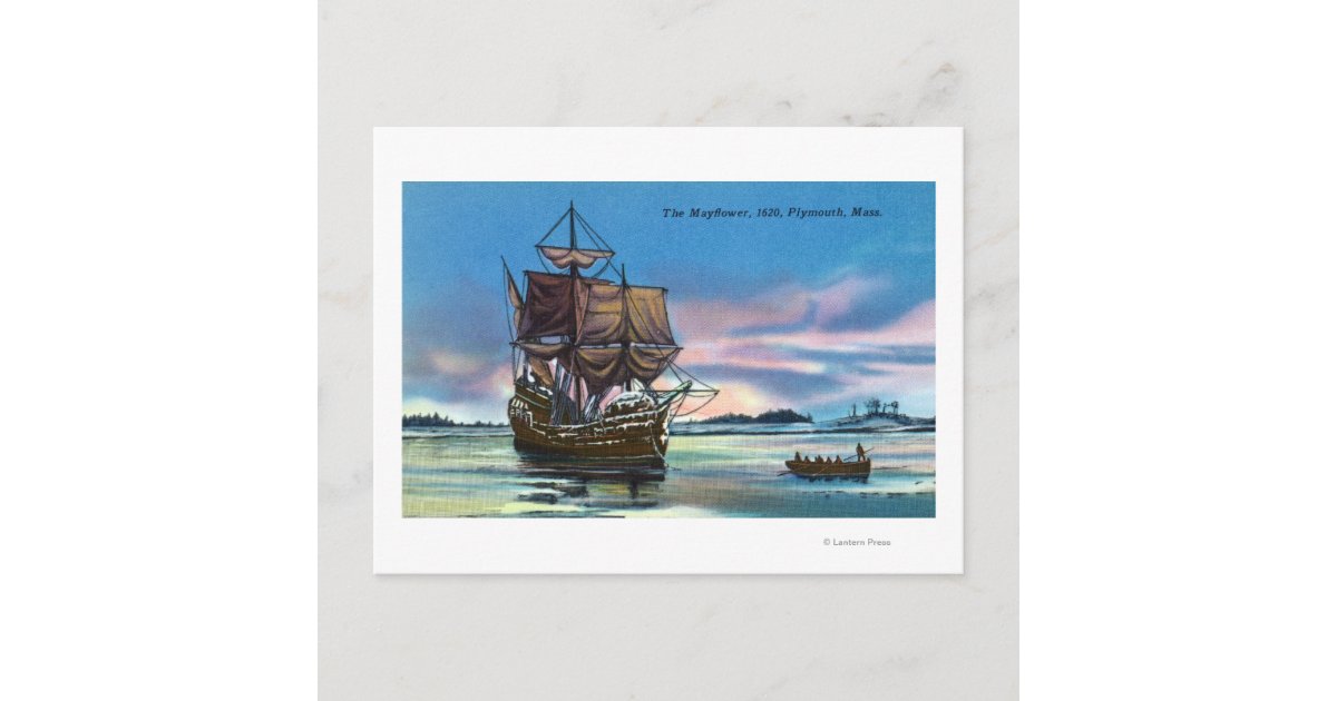 The Mayflower Landing in 1620 Scene Postcard | Zazzle