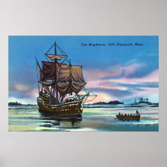 The Mayflower Landing in 1620 Scene Poster | Zazzle.com