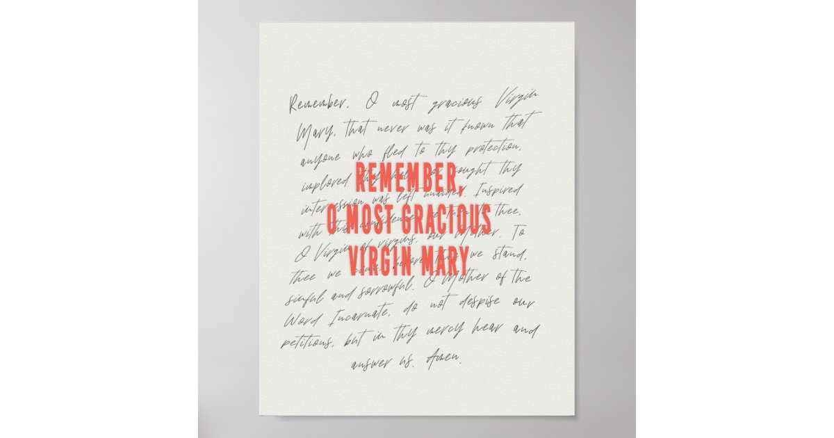 The Memorare Prayer Poster | Zazzle