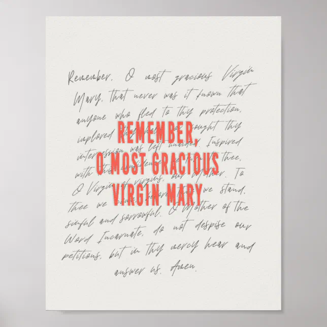 The Memorare Prayer Poster | Zazzle