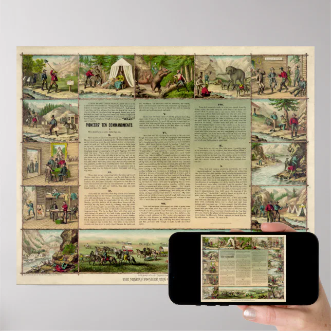 The miners pioneer ten commandments of 1849 poster | Zazzle