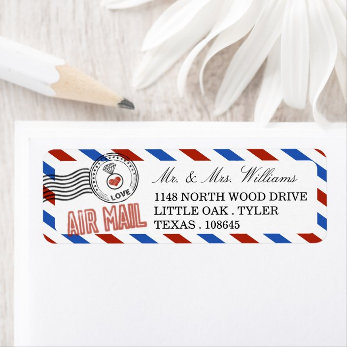 The Modern Airmail Wedding Collection Label | Zazzle
