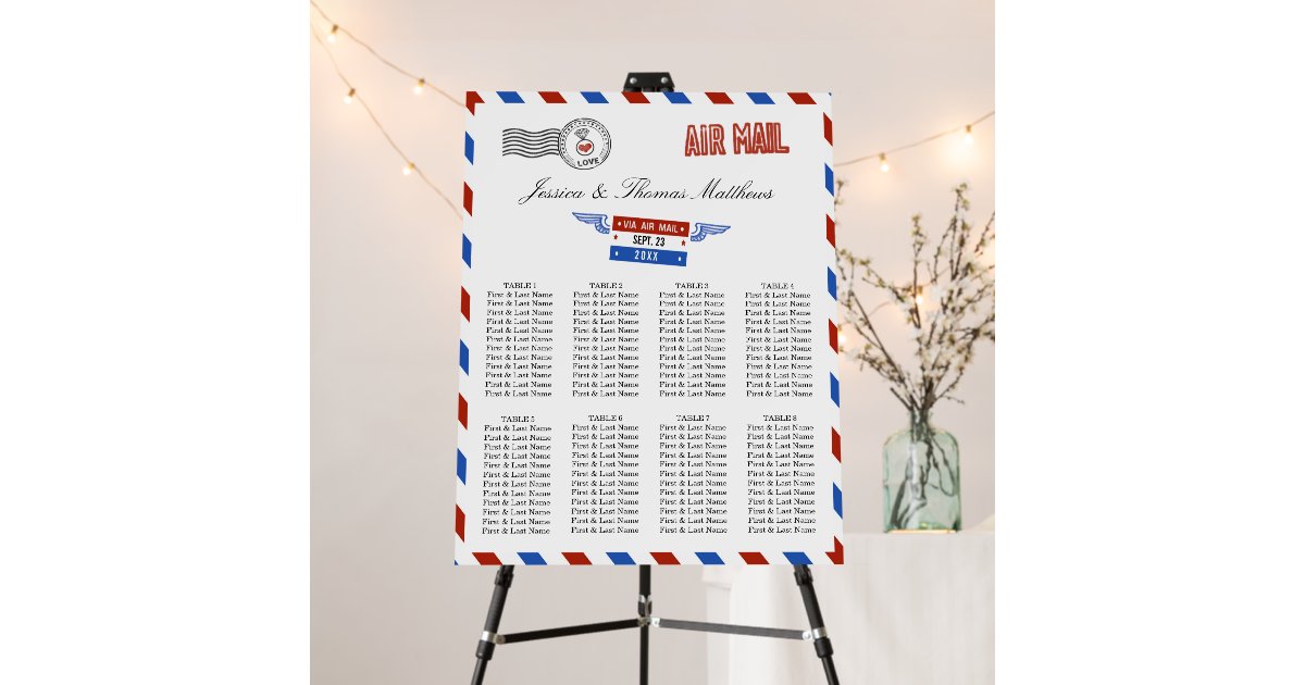The Modern Airmail Wedding Collection Seating Plan Foam Board | Zazzle