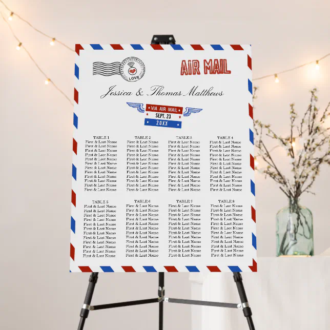 The Modern Airmail Wedding Collection Seating Plan Foam Board | Zazzle
