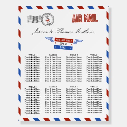 The Modern Airmail Wedding Collection Seating Plan Foam Board | Zazzle