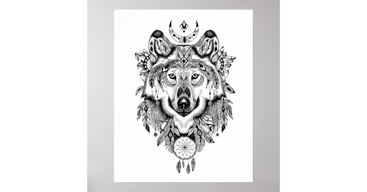 The Monochrome Wolf Poster | Zazzle