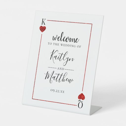 The Monogram Playing Card Wedding Collection Pedestal Sign | Zazzle