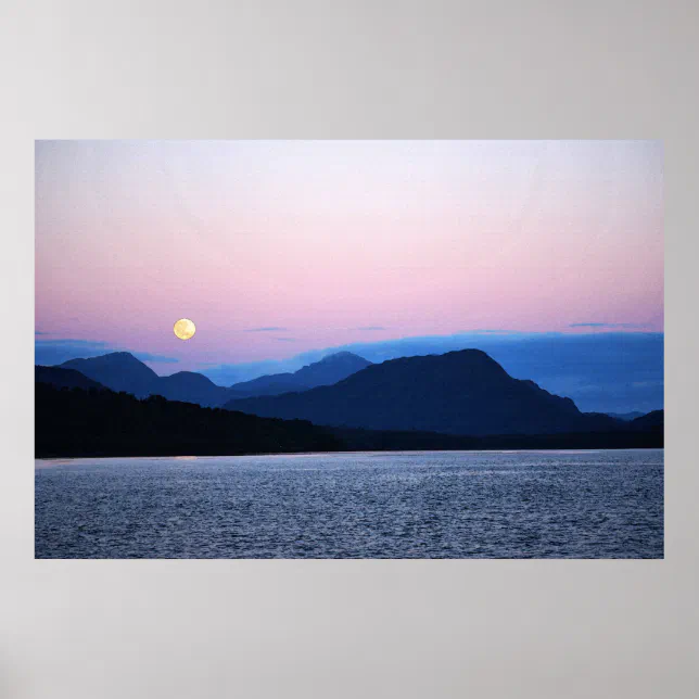 The Moon Sets on Fire Lake 36 x 24 Poster | Zazzle