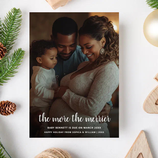 The More The Merrier Christmas Overlay Photo Holiday Card | Zazzle