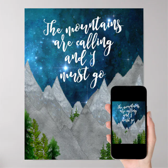 the mountains are calling typography art poster | Zazzle