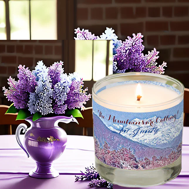 The Mountains are Calling Vivid Blue Snow Clad Scented Candle | Zazzle