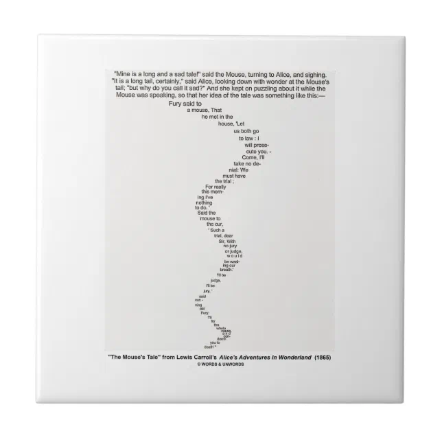 The Mouse's Tale by Lewis Carroll Wonderland Tile | Zazzle