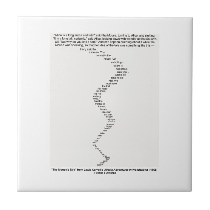 The Mouse's Tale by Lewis Carroll Wonderland Tile | Zazzle