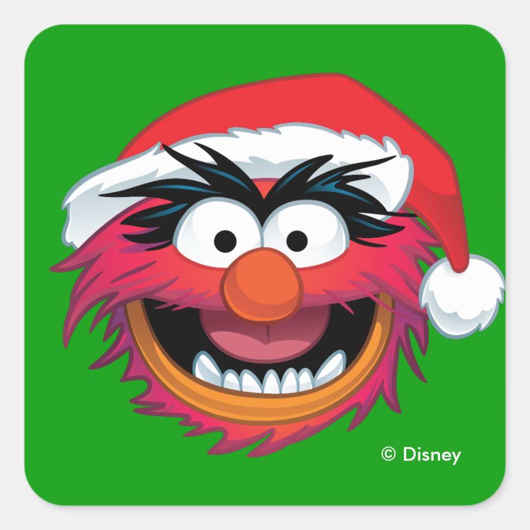 The Muppets | Christmas Animal Face Square Sticker | Zazzle