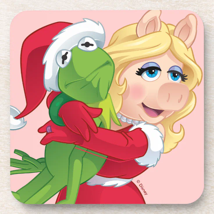 The Muppets | Kermit & Miss Piggy Christmas Beverage Coaster | Zazzle
