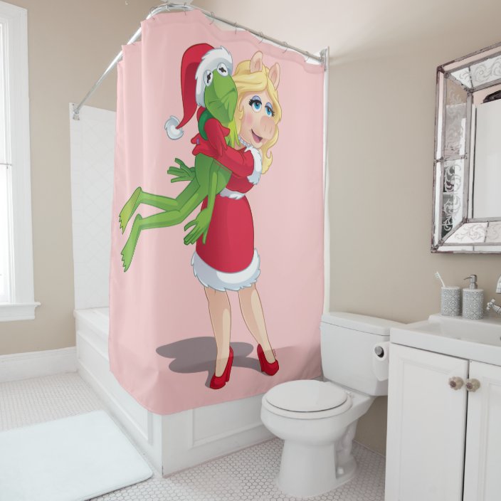 The Muppets | Kermit & Miss Piggy Christmas Shower Curtain | Zazzle.com