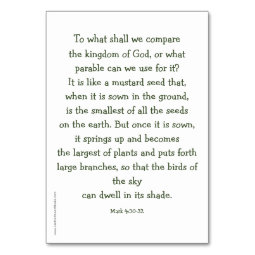 The Mustard Seed Parable prayer card | Zazzle