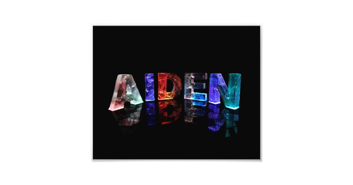 The Name Aiden in 3D Lights Photo Print | Zazzle