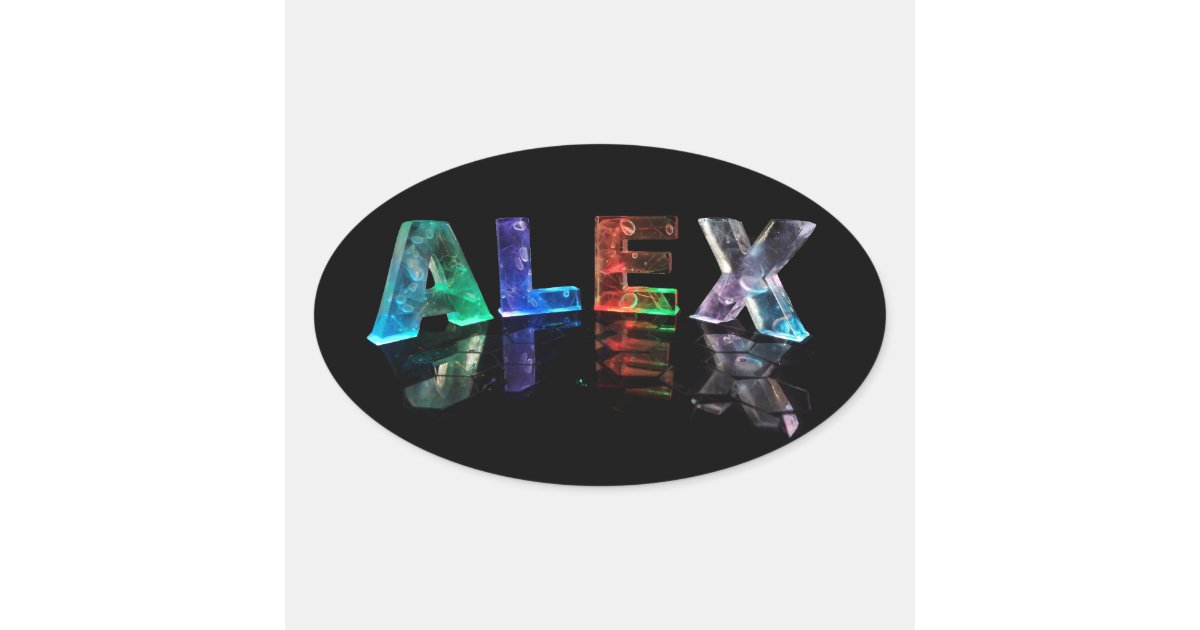 The Name Alex in Lights Oval Sticker | Zazzle