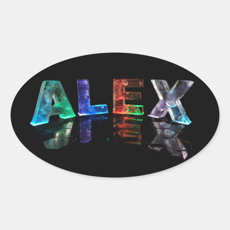 The Name Alex in Lights Oval Sticker | Zazzle