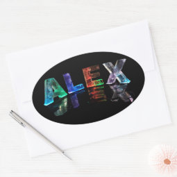 The Name Alex in Lights Oval Sticker | Zazzle