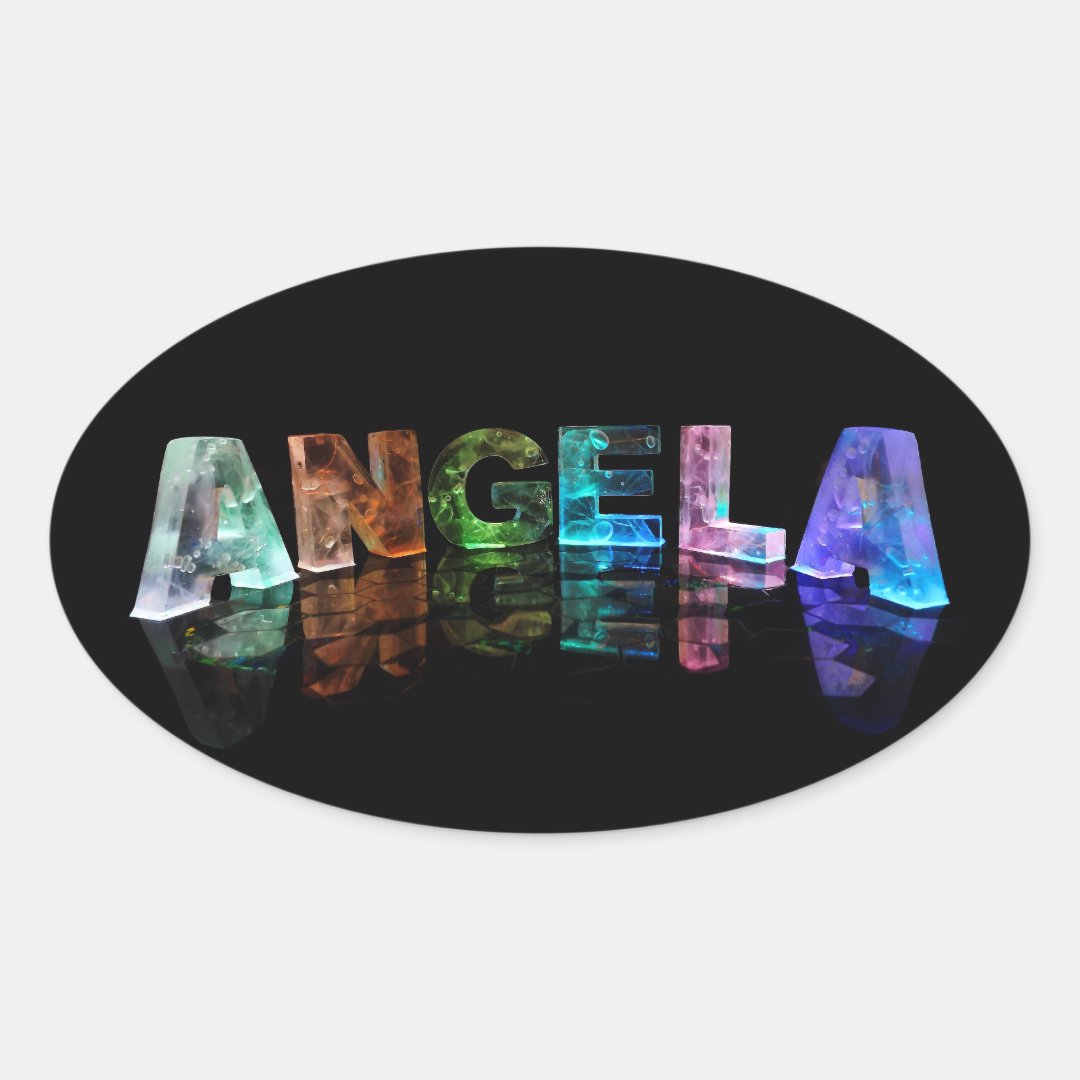 The Name Angela in Lights Oval Sticker | Zazzle