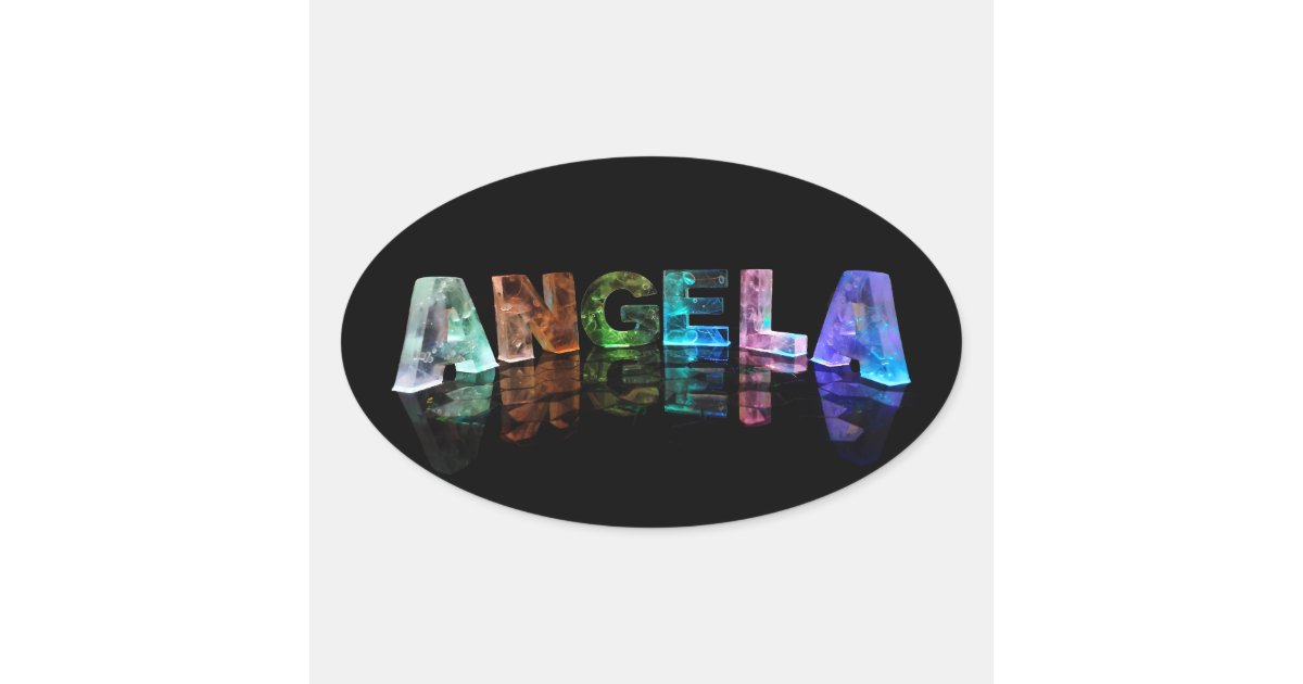 The Name Angela in Lights Oval Sticker | Zazzle