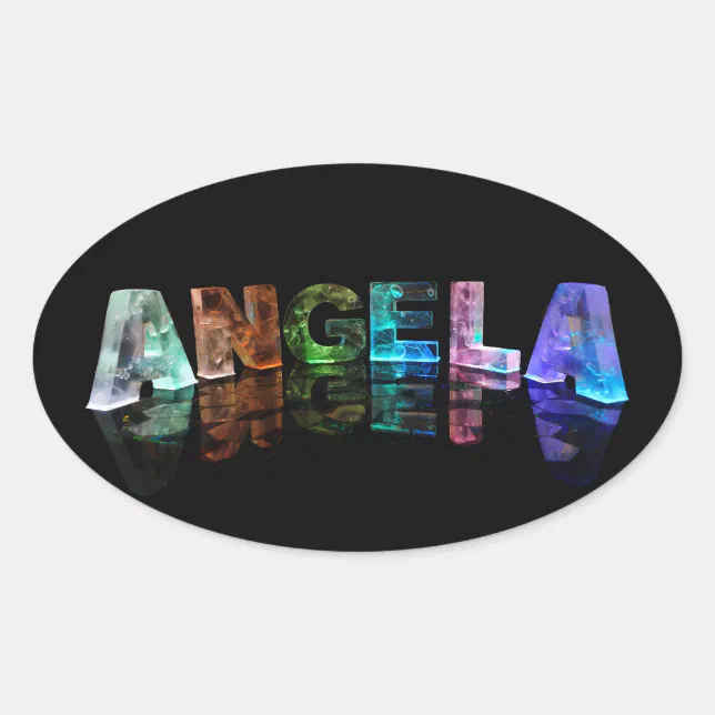 The Name Angela in Lights Oval Sticker | Zazzle