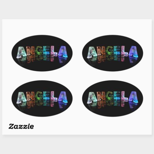 The Name Angela in Lights Oval Sticker | Zazzle