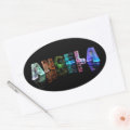 The Name Angela in Lights Oval Sticker | Zazzle