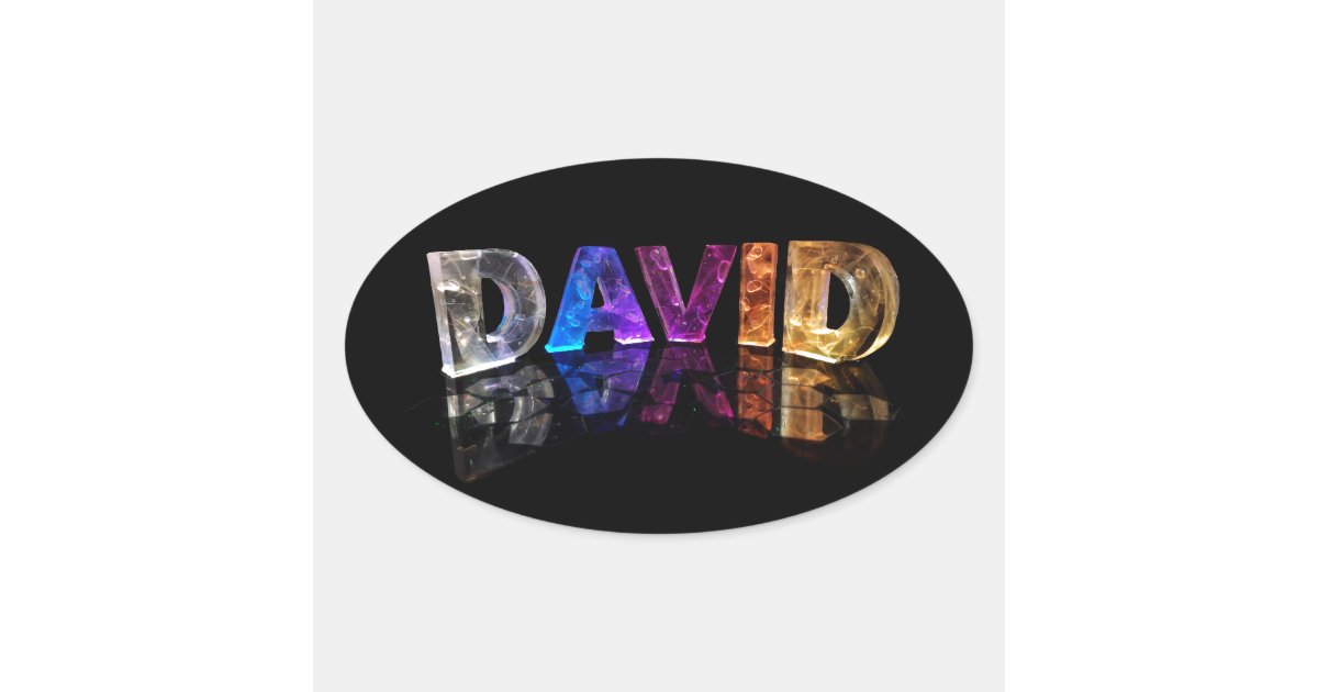 The Name David in 3D Lights (Photograph) Oval Sticker | Zazzle