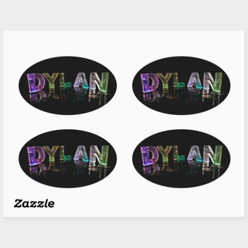 The Name Dylan in 3D Lights (Photograph) Oval Sticker | Zazzle