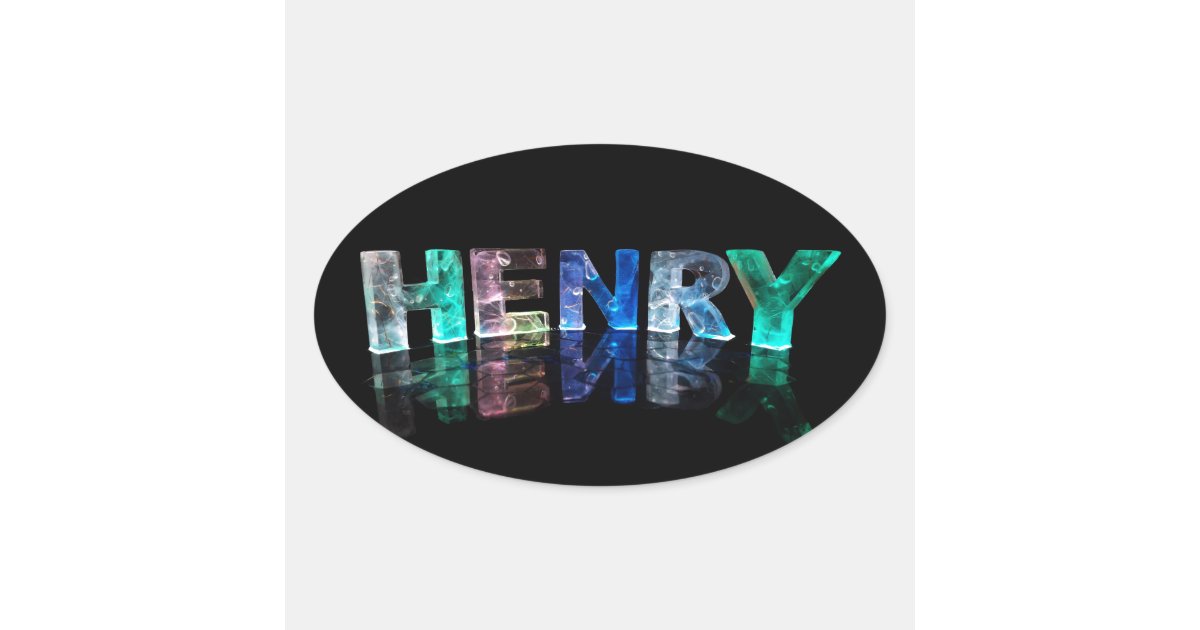 The Name Henry in 3D Lights (Photograph) Oval Sticker | Zazzle