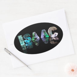 The Name Isaac in 3D Lights (Photograph) Oval Sticker | Zazzle