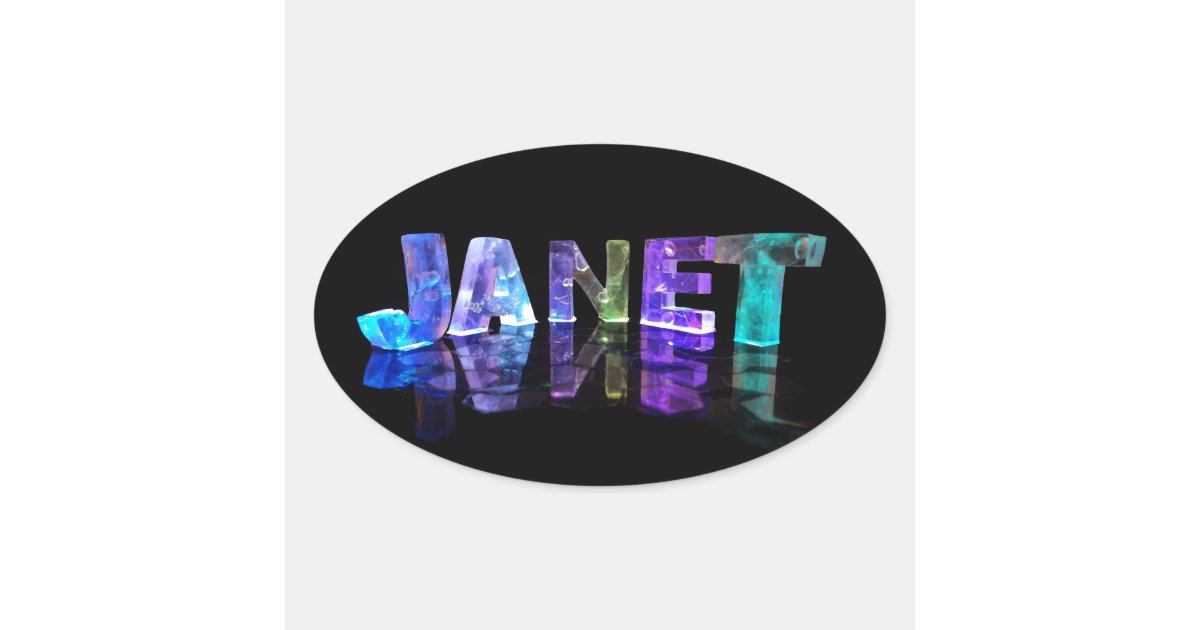 The Name Janet in 3D Lights (Photograph) Oval Sticker | Zazzle