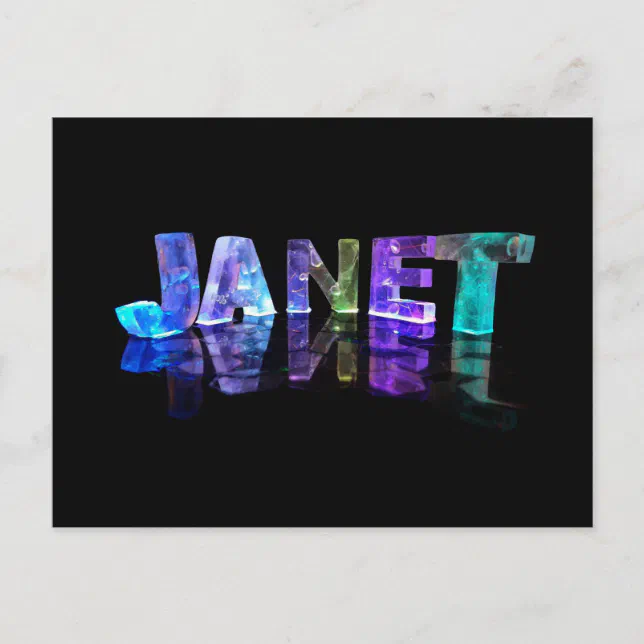 The Name Janet in 3D Lights (Photograph) Postcard | Zazzle