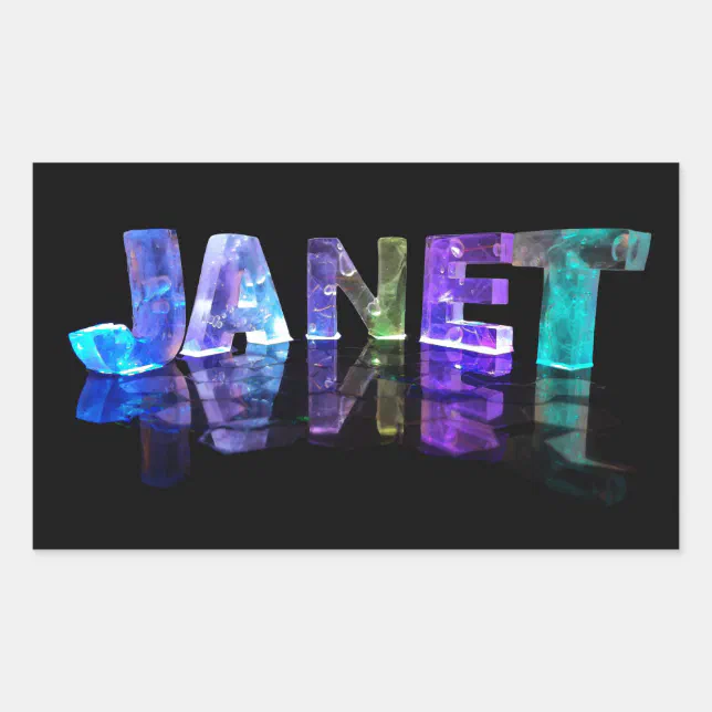 The Name Janet in 3D Lights (Photograph) Rectangular Sticker | Zazzle