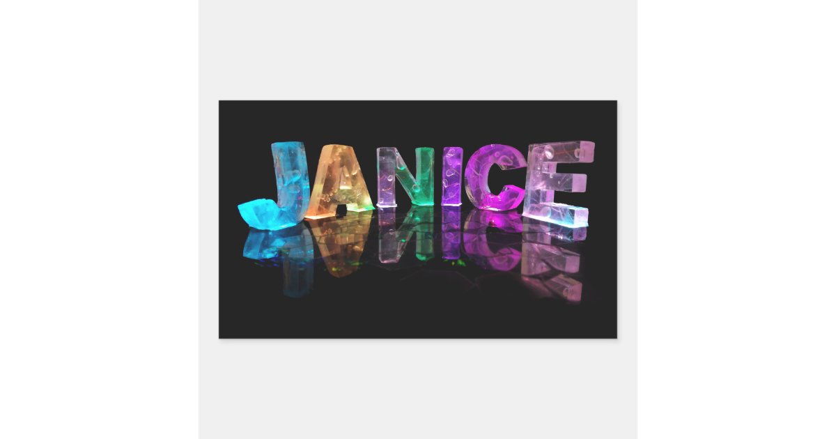 The Name Janice in 3D Lights (Photograph) Rectangular Sticker | Zazzle