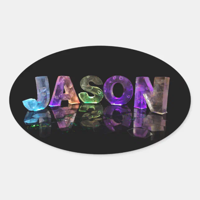 The Name Jason in 3D Lights (Photograph) Oval Sticker | Zazzle