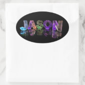 The Name Jason in 3D Lights (Photograph) Oval Sticker | Zazzle