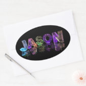 The Name Jason in 3D Lights (Photograph) Oval Sticker | Zazzle