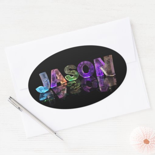 The Name Jason in 3D Lights (Photograph) Oval Sticker | Zazzle