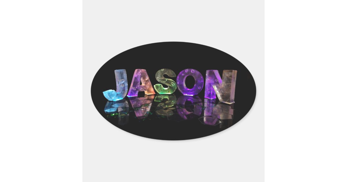 The Name Jason in 3D Lights (Photograph) Oval Sticker | Zazzle