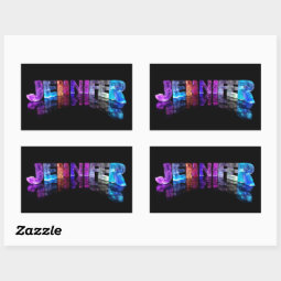 The Name Jennifer in 3D Lights (Photograph) Rectangular Sticker | Zazzle