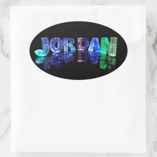 The Name Jordan in 3D Lights (Photograph) Oval Sticker | Zazzle
