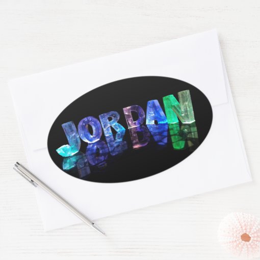 The Name Jordan in 3D Lights (Photograph) Oval Sticker | Zazzle