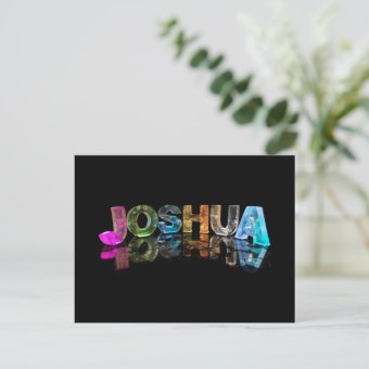 The Name Joshua in 3D Lights (Photograph) Postcard | Zazzle
