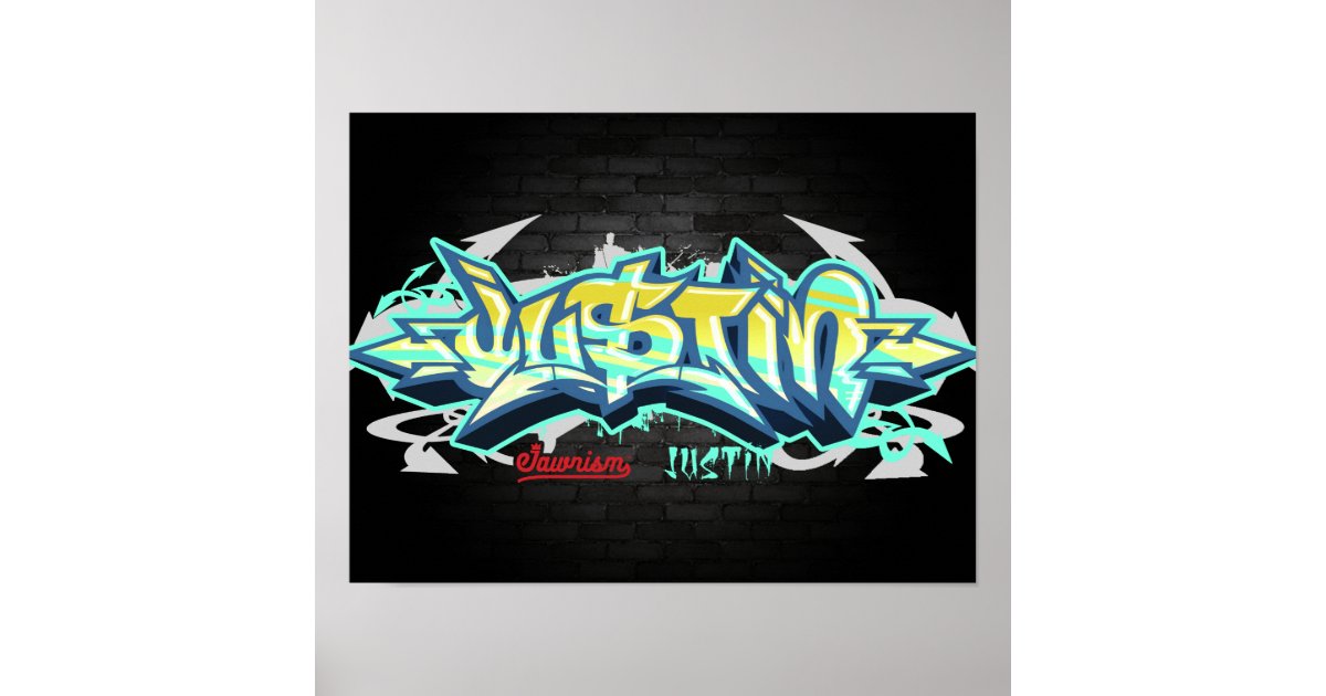 The name Justin in graffiti Poster | Zazzle