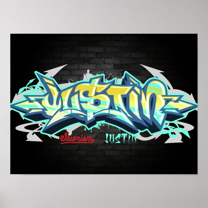 The name Justin in graffiti Poster | Zazzle.com