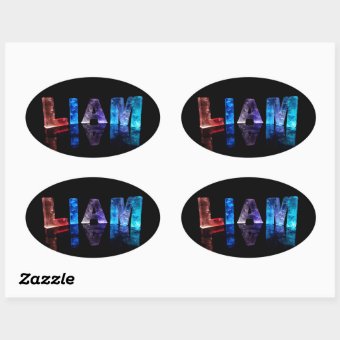 The Name Liam in 3D Lights (Photograph) Oval Sticker | Zazzle